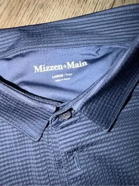Mizzen+Main | Shirts | Mizzenmain Dark Navy Textured Polo Large Trim ...